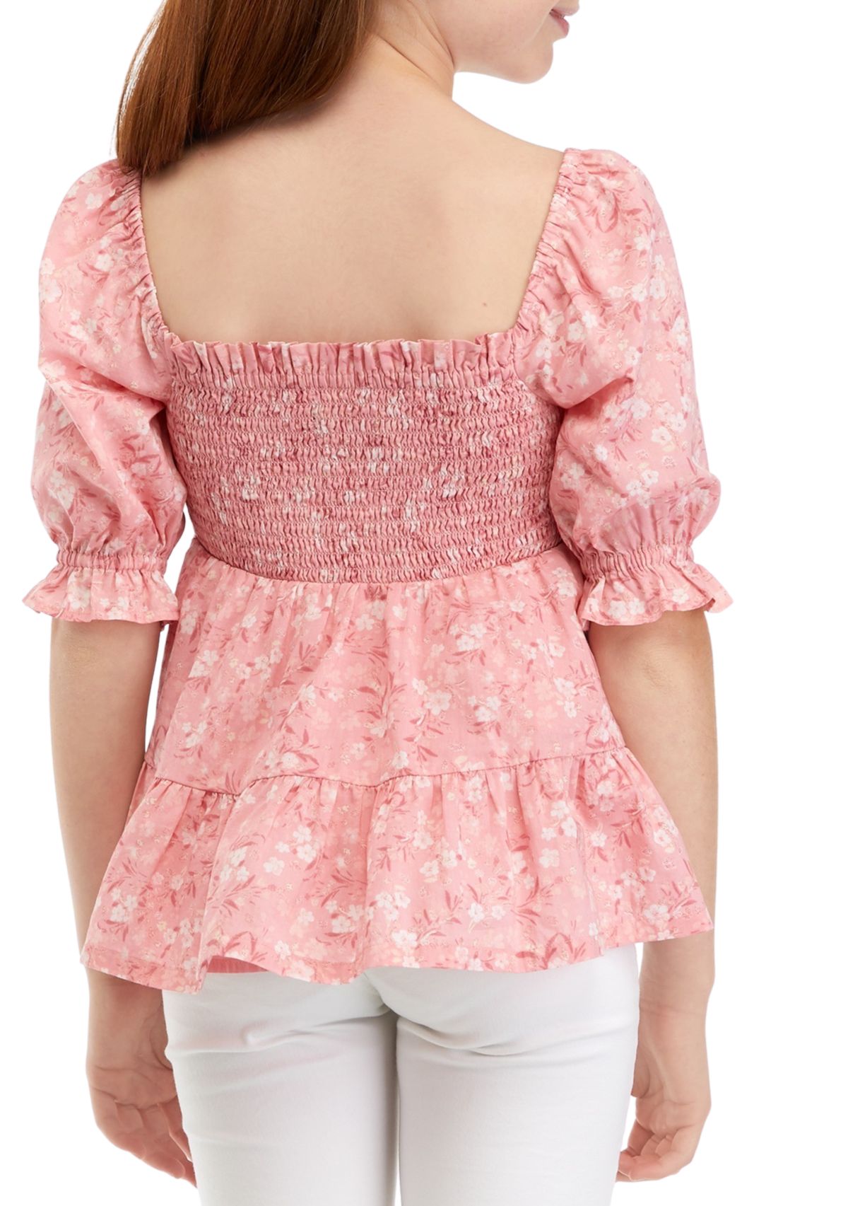Crown & Ivy™ Girls 7-16 Printed Smocked Top | Belk