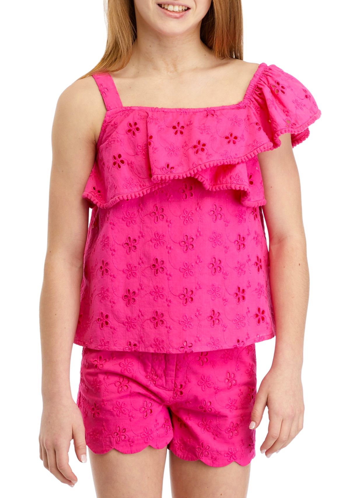 Crown & Ivy™ Girls 7-16 Eyelet One Shoulder Top | Belk