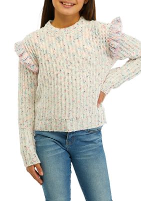 Crown & Ivy™ Girls 7-16 Ruffle Sleeve Sweater | belk