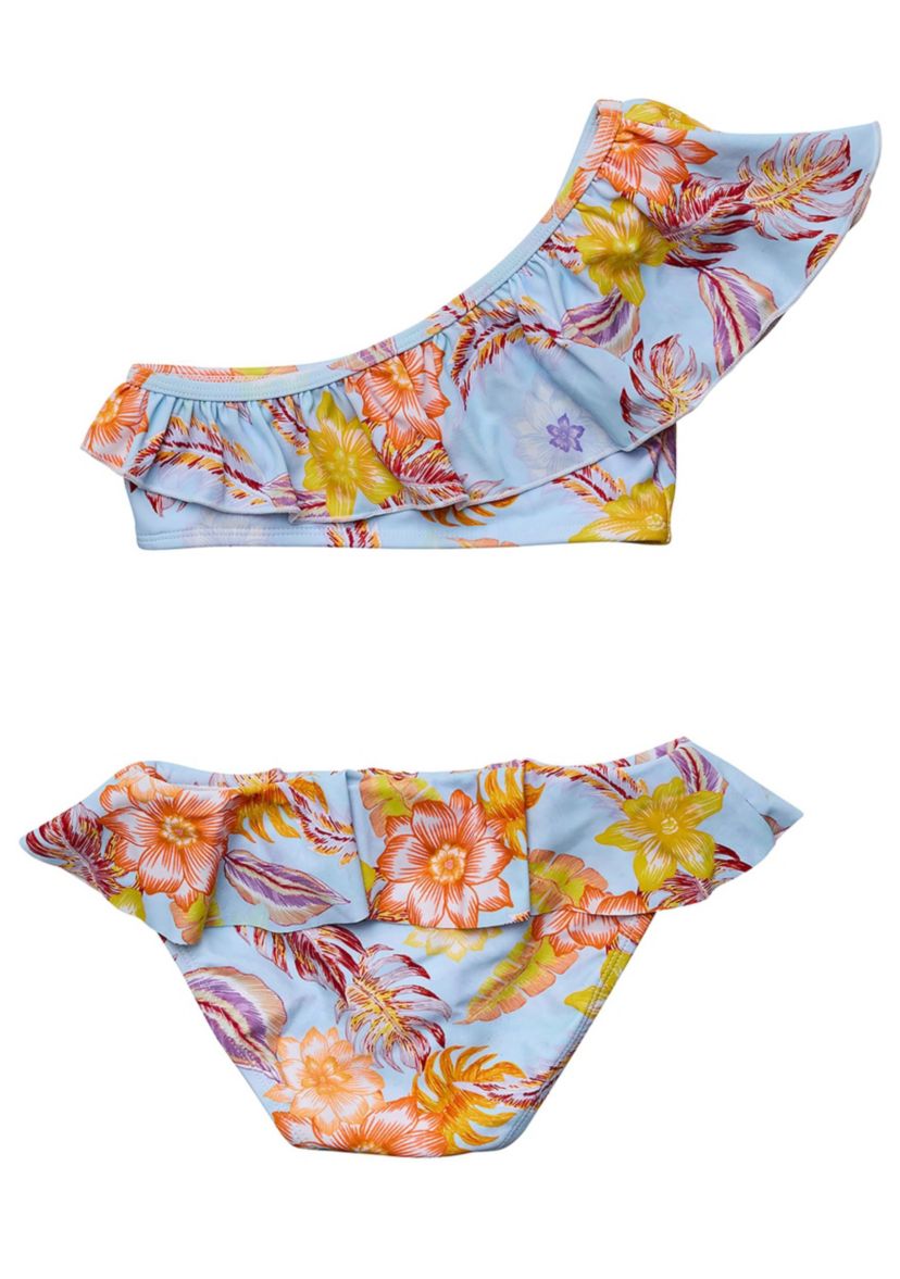 Snapper Rock Boho Tropical Sustainable One Shoulder Frill Bikini | Belk