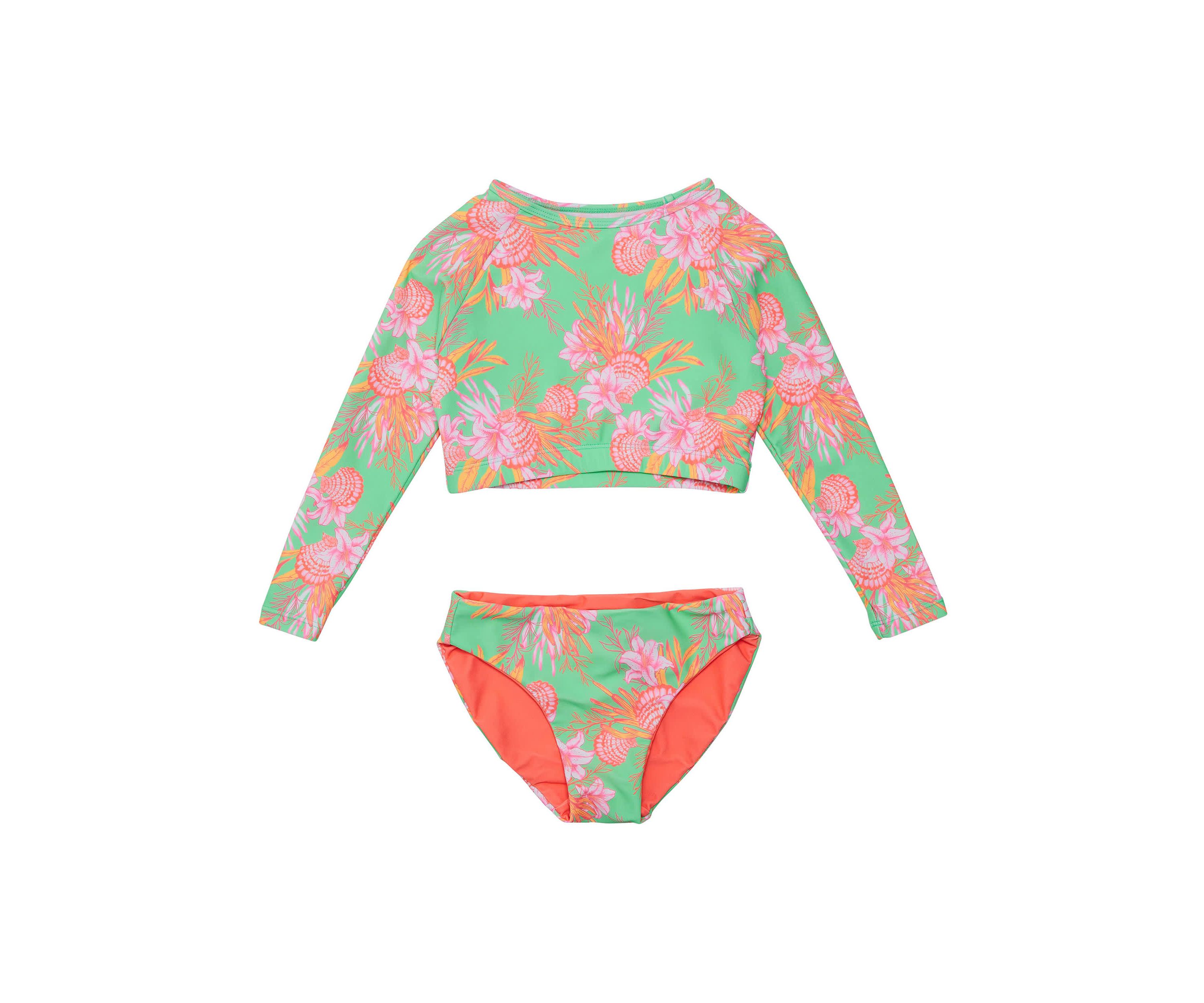 Snapper Rock Coastal Shells Sustainable Crop LS Rash Top Set | Belk