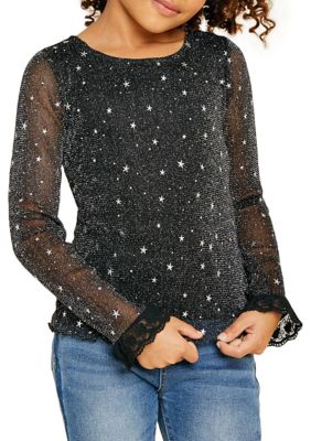 Hayden Girls 7-16 Sheer Mesh Sparkle Top | Belk