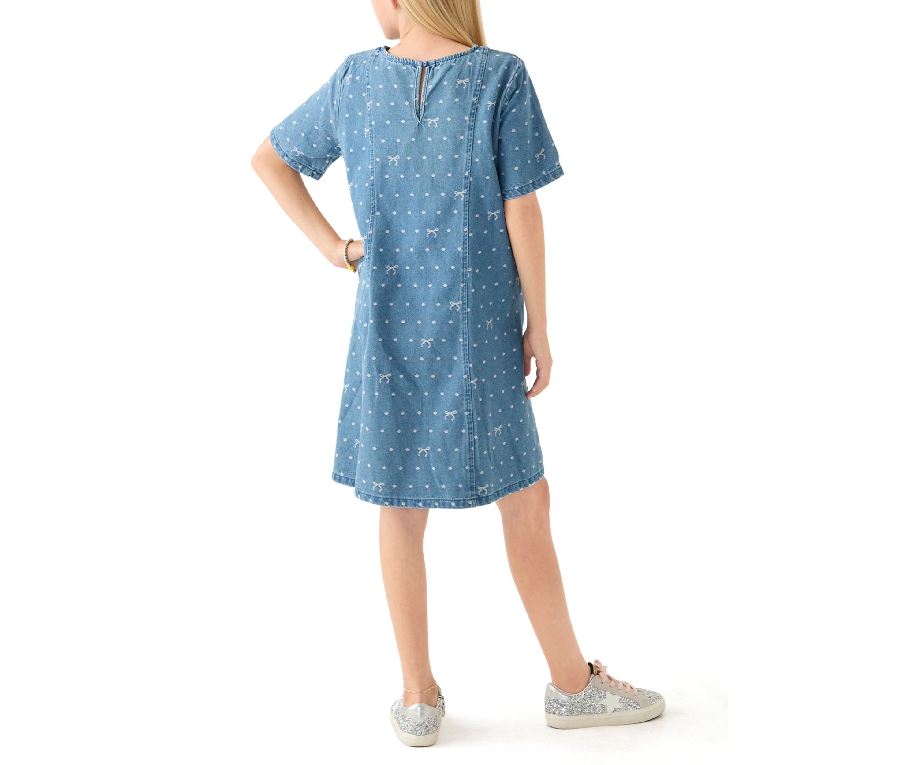 Hayden Girls 7-16 Polka Dot and Bow Printed Denim Dress | Belk