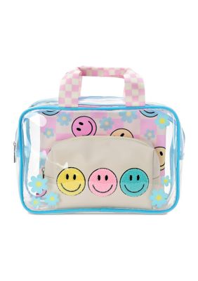 Girls Tween Cosmetic Trio Happy Check Cosmetic Bag | belk