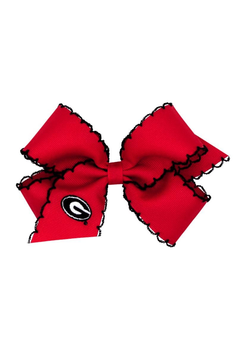 Wee Ones NCAA Medium Georgia Bulldogs Moon Stitch Edge Bow with ...