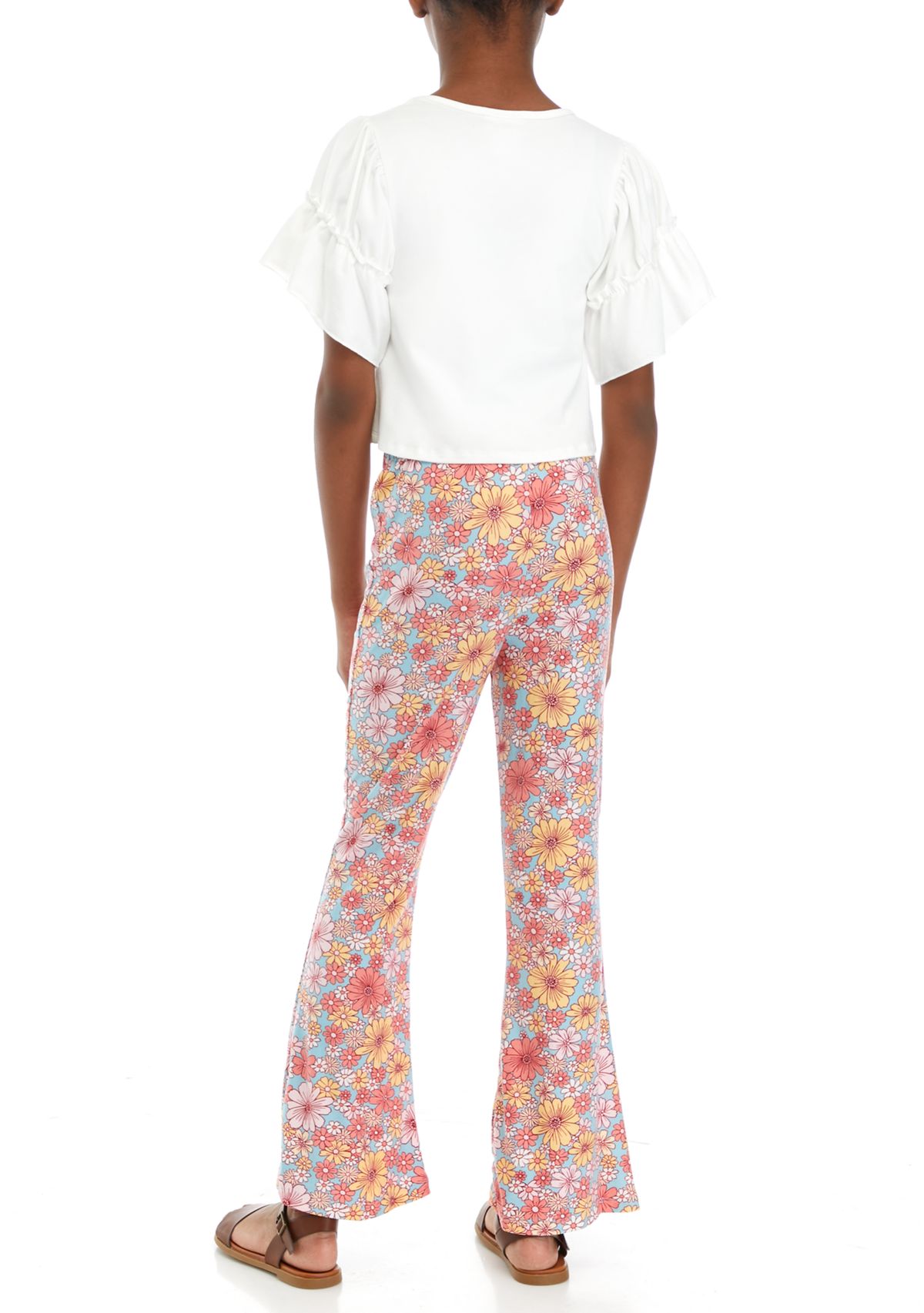 Tween Diva Girls 7-16 Knit Top and Printed Flare Pants Set | Belk