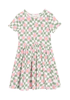 Diva Girl Girls 7-16 Short Sleeve Floral Checkered Skater Dress | belk