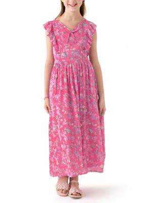 CeCe Girls 7-16 Pink V-Neck Printed Dress | belk