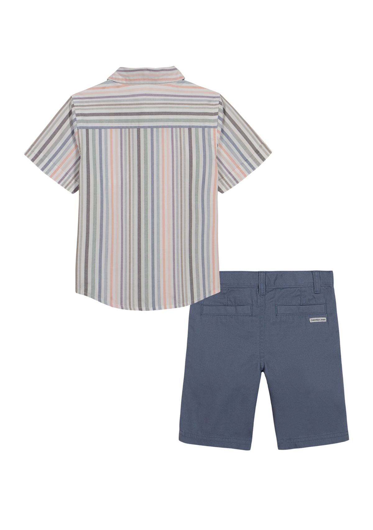 Calvin Klein Boys 4-7 Striped Button Down adn Woven Shorts Set | Belk