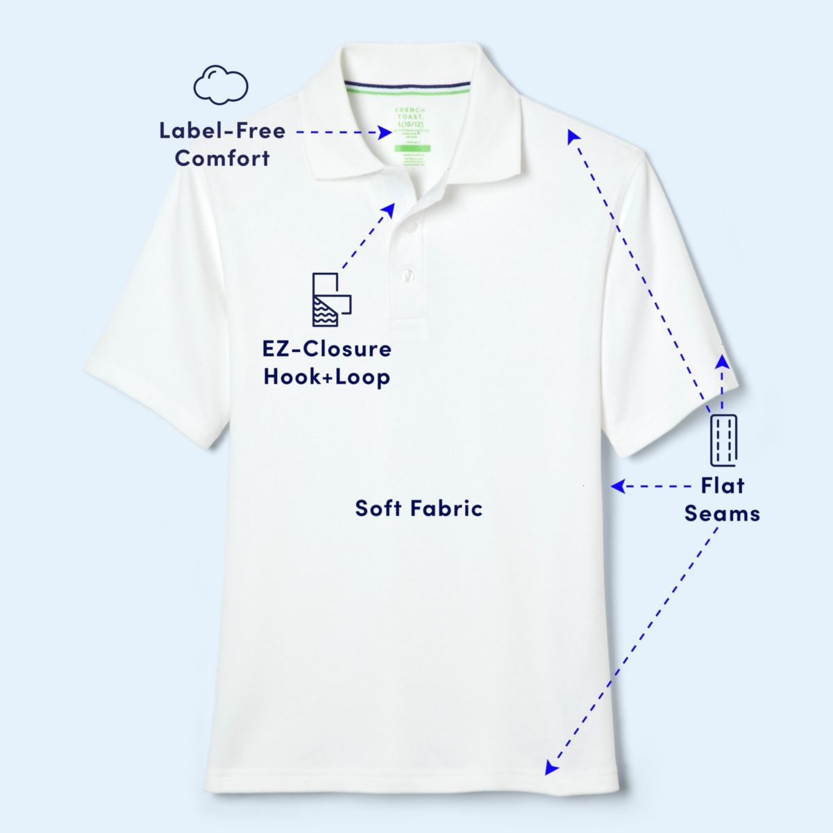 French Toast Boys XS-XXL Adaptive Short Sleeve Interlock Polo | Belk