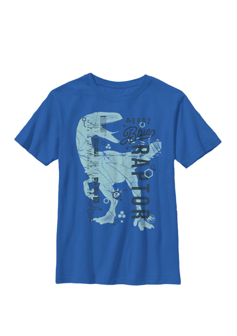 Jurassic World Two Blue Raptor DNA Code Silhouette Crew Graphic T-Shirt ...