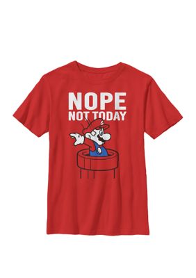 Nintendo Super Mario Nope Not Today Text Poster Crew Graphic T-Shirt | Belk