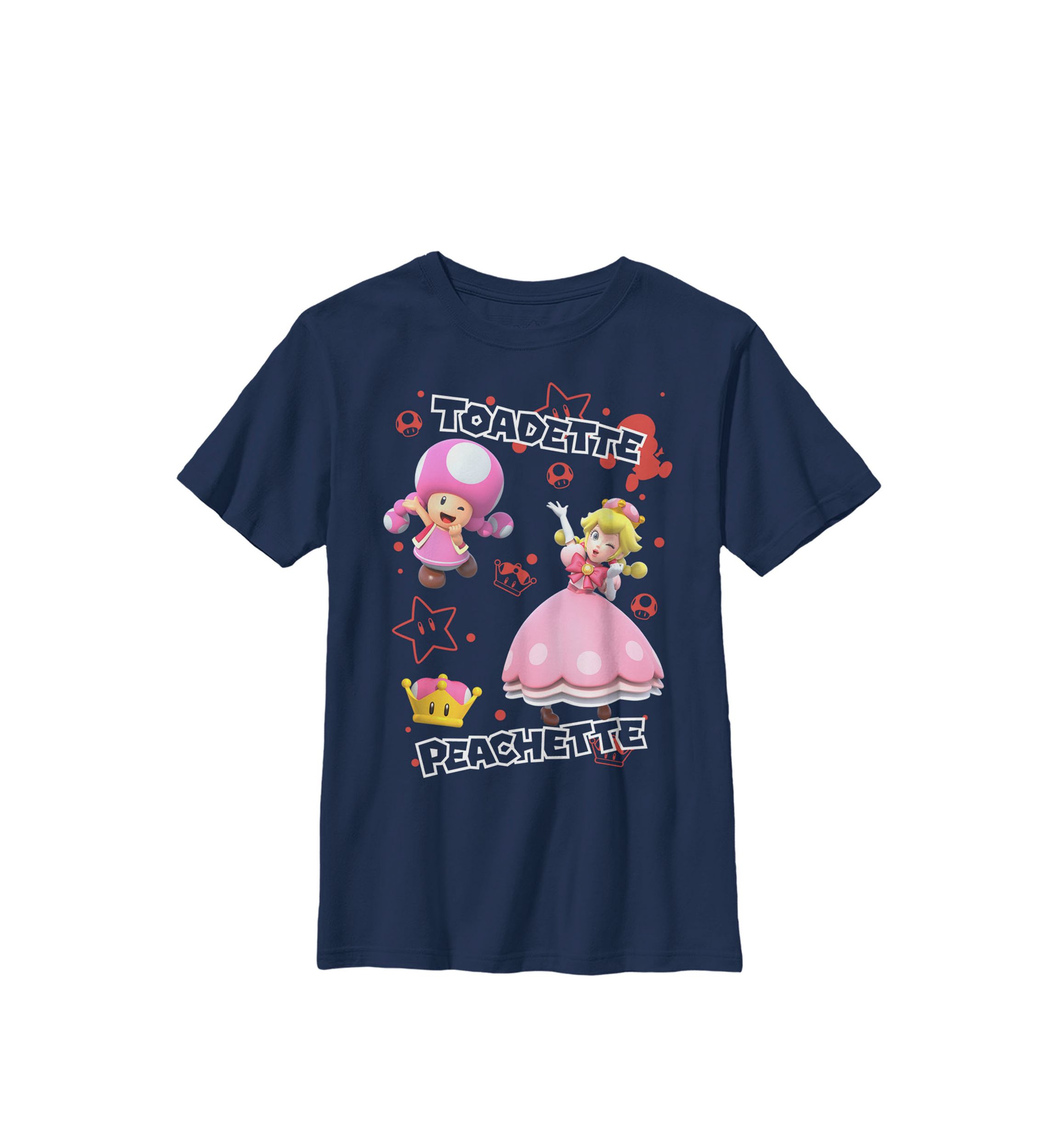 Nintendo Super Mario Toadette And Peachette Happy Pose Crew Graphic T ...