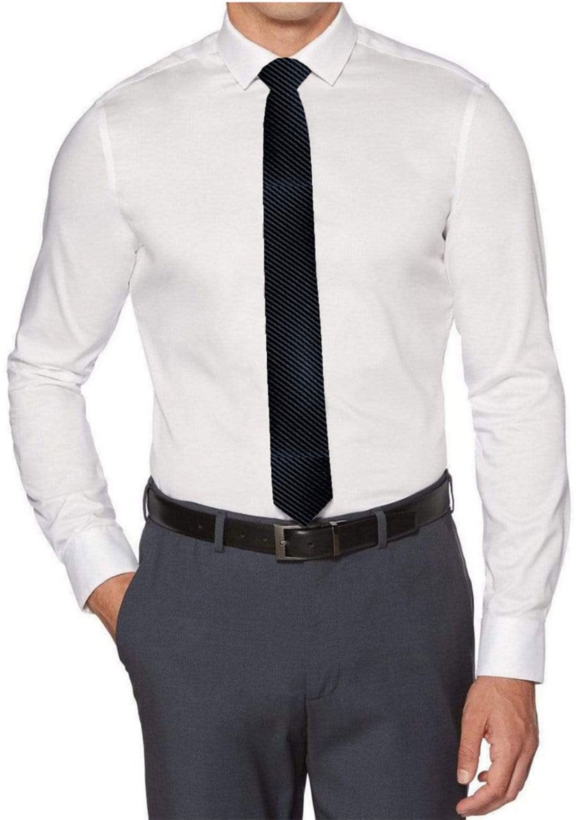 Perry Ellis® Portfolio Boys 4-20 Solid White Dress Shirt with Mid Gray ...