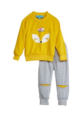 Denim Bay Girls 4-6x Fox Sweat Set | belk