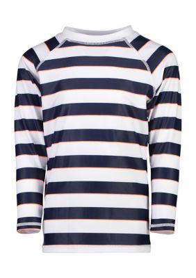 Snapper Rock Boys 7-16 Navy White Rugby Stripe Long Sleeve Rash Top | belk