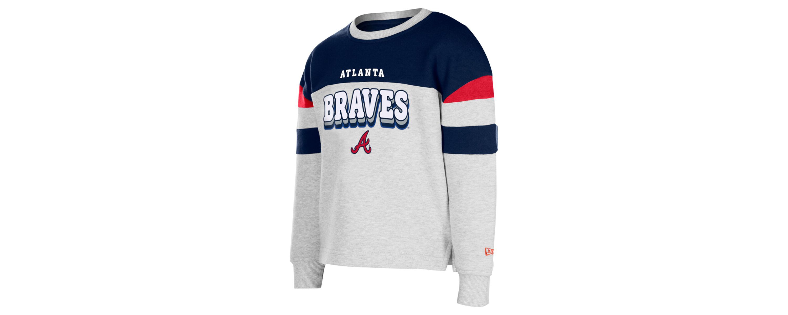 New Era MLB Girls Atlanta Braves Colorblock Pullover Sweatshirt | Belk