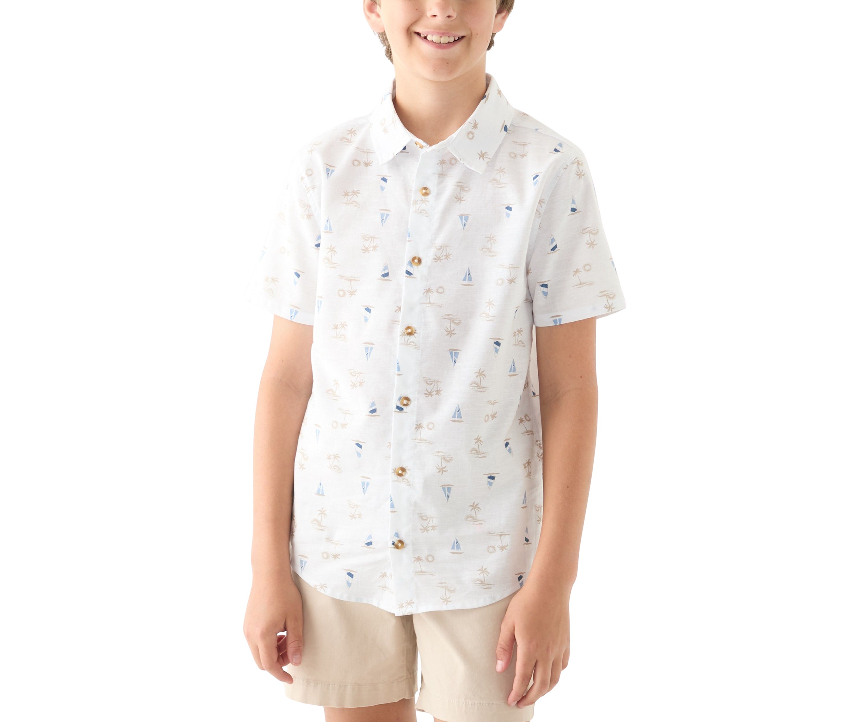 Perry Ellis® Boys 8-20 Printed Linen Blend Shirt | Belk