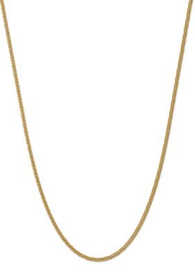 Belk & Co. Mens 14K Yellow Gold 2.60mm Semi Solid 3-Wire Wheat Chain ...