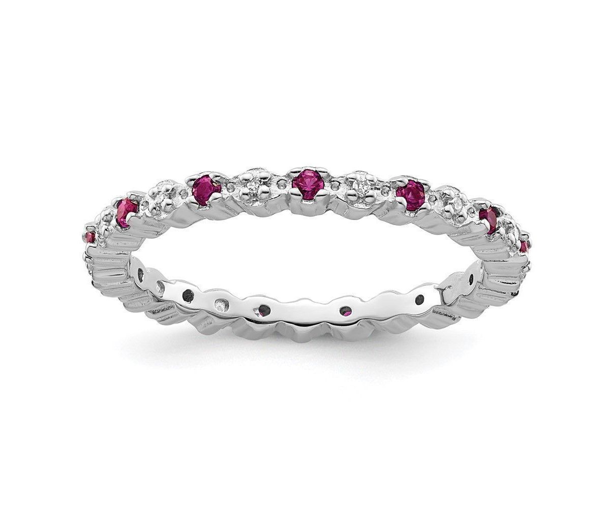 Belk & Co. Lab Created 1/4 ct. t.w. Created Ruby and 0.04 ct. t.w. Diamond Stackable Expressions ...