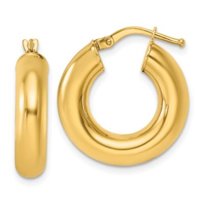 Belk & Co. 14K Yellow Gold Polished Round Tube Hoop Earrings | belk