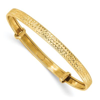 Belk & Co. 14K Yellow Gold Polished Diamond-cut Flexible Baby Bangle | belk