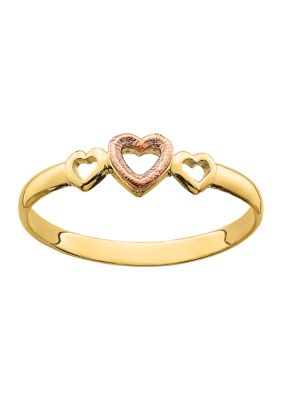 Belk & Co. 1/10 ct. t.w. Diamond Accent Heart Ring in 10K Yellow Gold ...