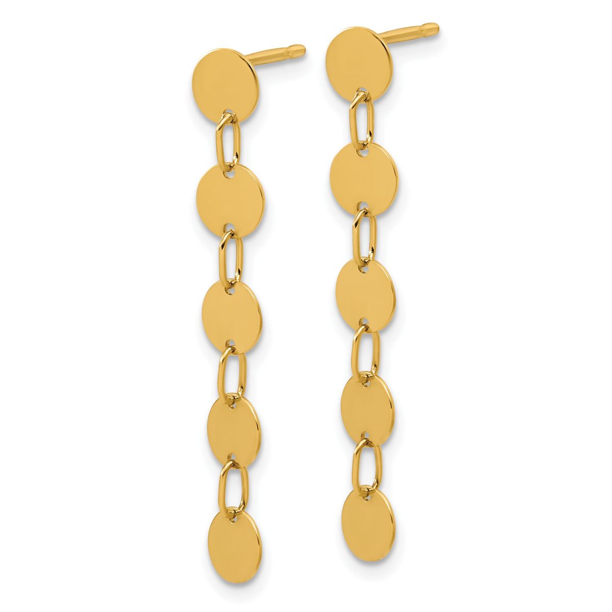 Belk & Co. 14K Yellow Gold Polished Circle Disk Dangle Post Earrings | Belk
