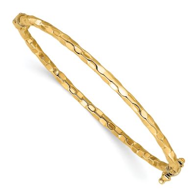 Belk & Co. 14K Yellow Gold Polished and Textured Hinged Bangle | belk