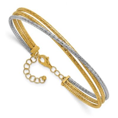 Belk & Co. 14K Two-tone Polished and Textured Fancy 3-Wire with 1 ...