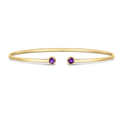 Belk & Co. 14K Yellow Gold Cuff Bangle With Round Amethyst | belk