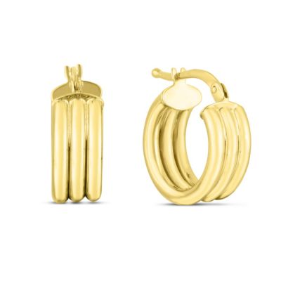 Belk & Co. 14K Yellow Gold 3-Row Hoop | belk