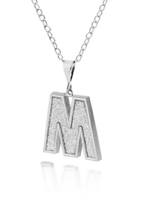 Belk & Co. Sterling Silver Glitter Initial "M" Pendant | belk