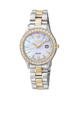 Seiko Solar Crystal Bezel Link Bracelet Watch | belk