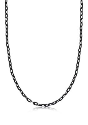 LYNX Stainless Steel 6MM Square Rolo Chain Necklace with Black Ion ...