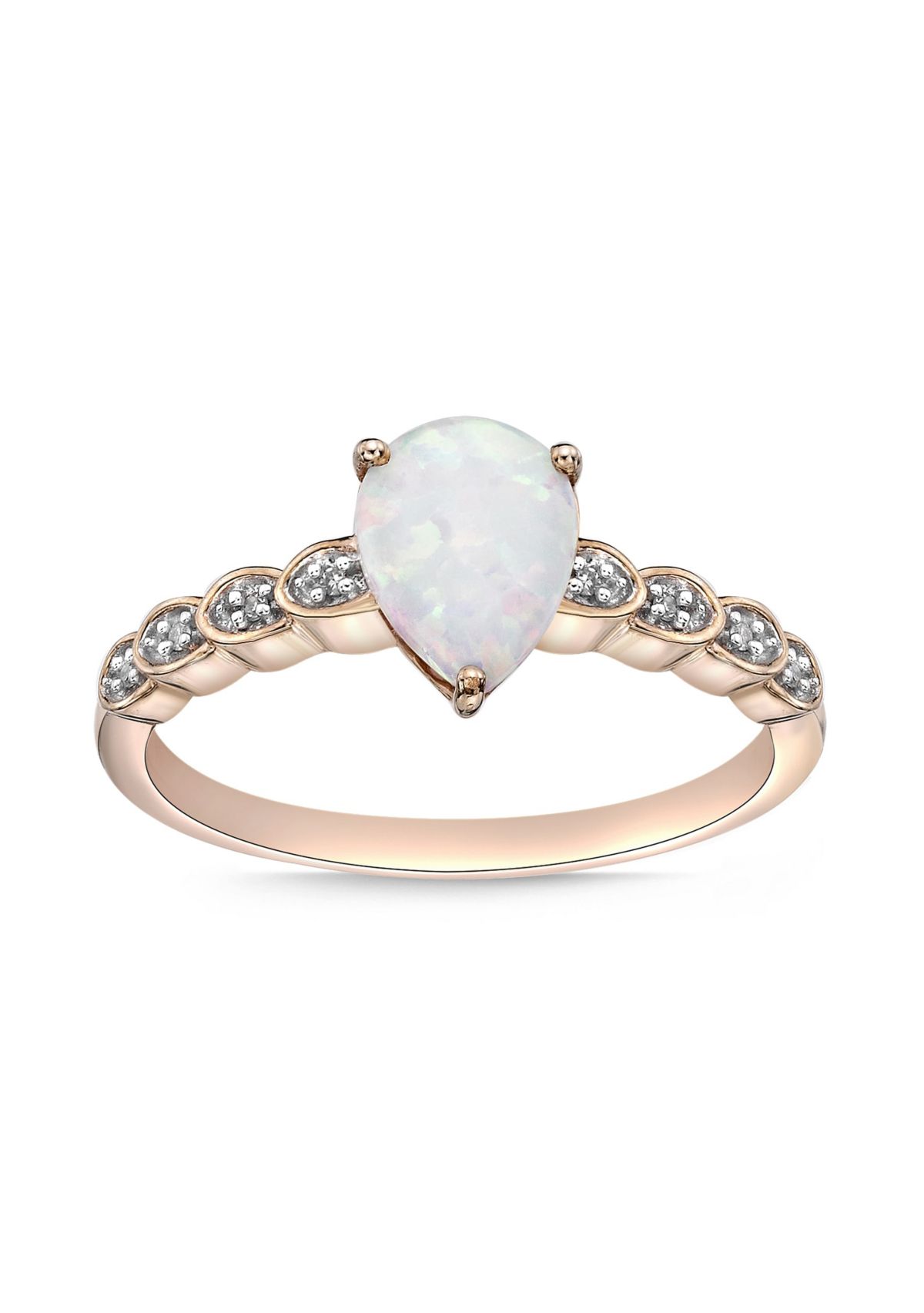 Gemminded Lab Created 1 ct. t.w. Created Opal and Diamond Accent Ring ...