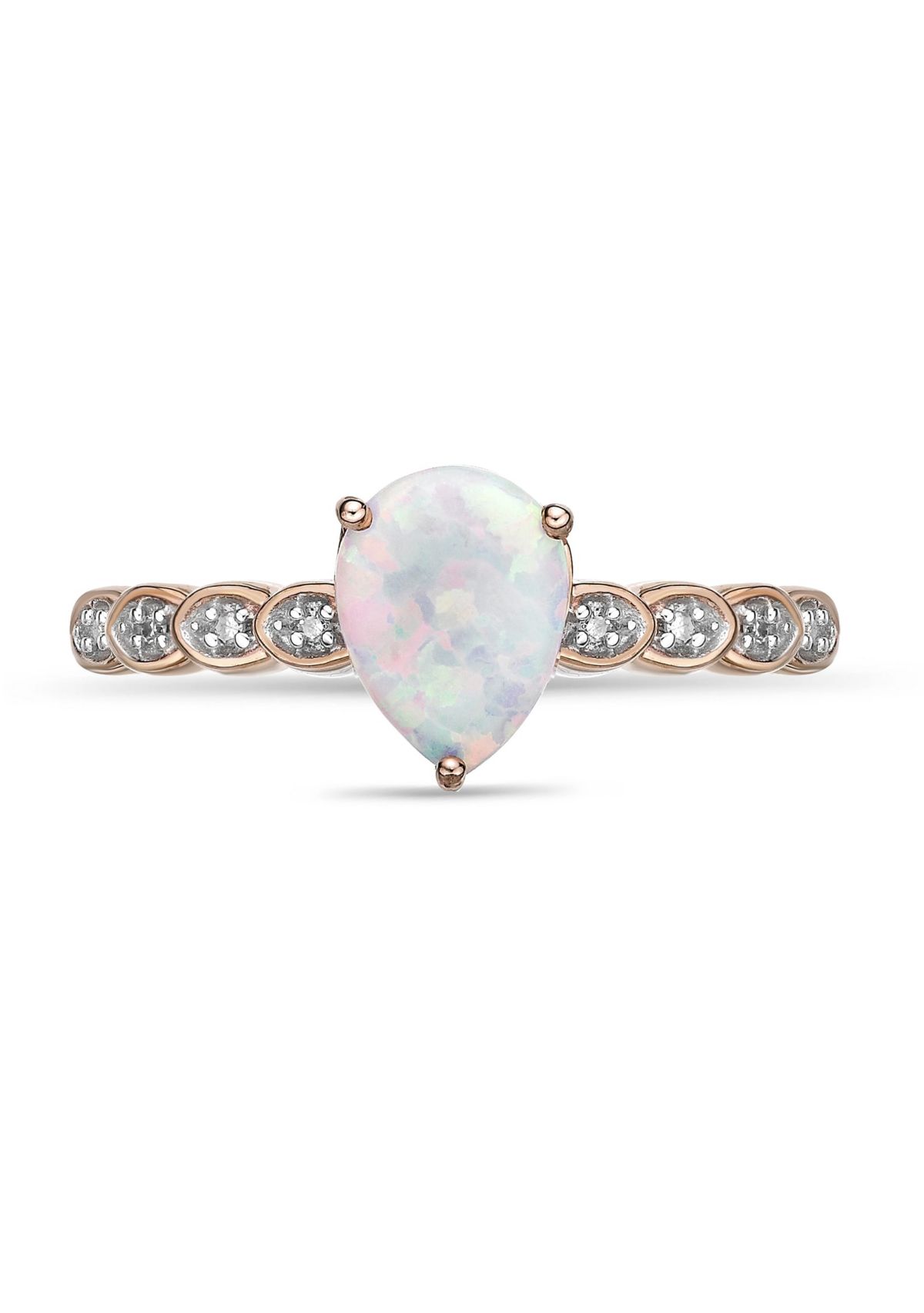 Gemminded Lab Created 1 ct. t.w. Created Opal and Diamond Accent Ring ...