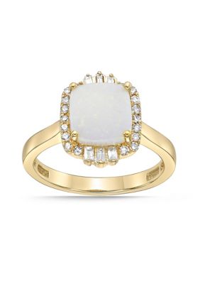 Gemminded 1 1/4 ct. t.w. Opal and 1/4 ct. t.w. Diamond Ring in 10K Gold ...