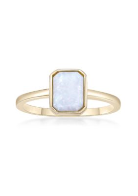 Gemminded Lab Created 5/8 ct. t.w. Created Opal Ring in 2 Micron Gold ...