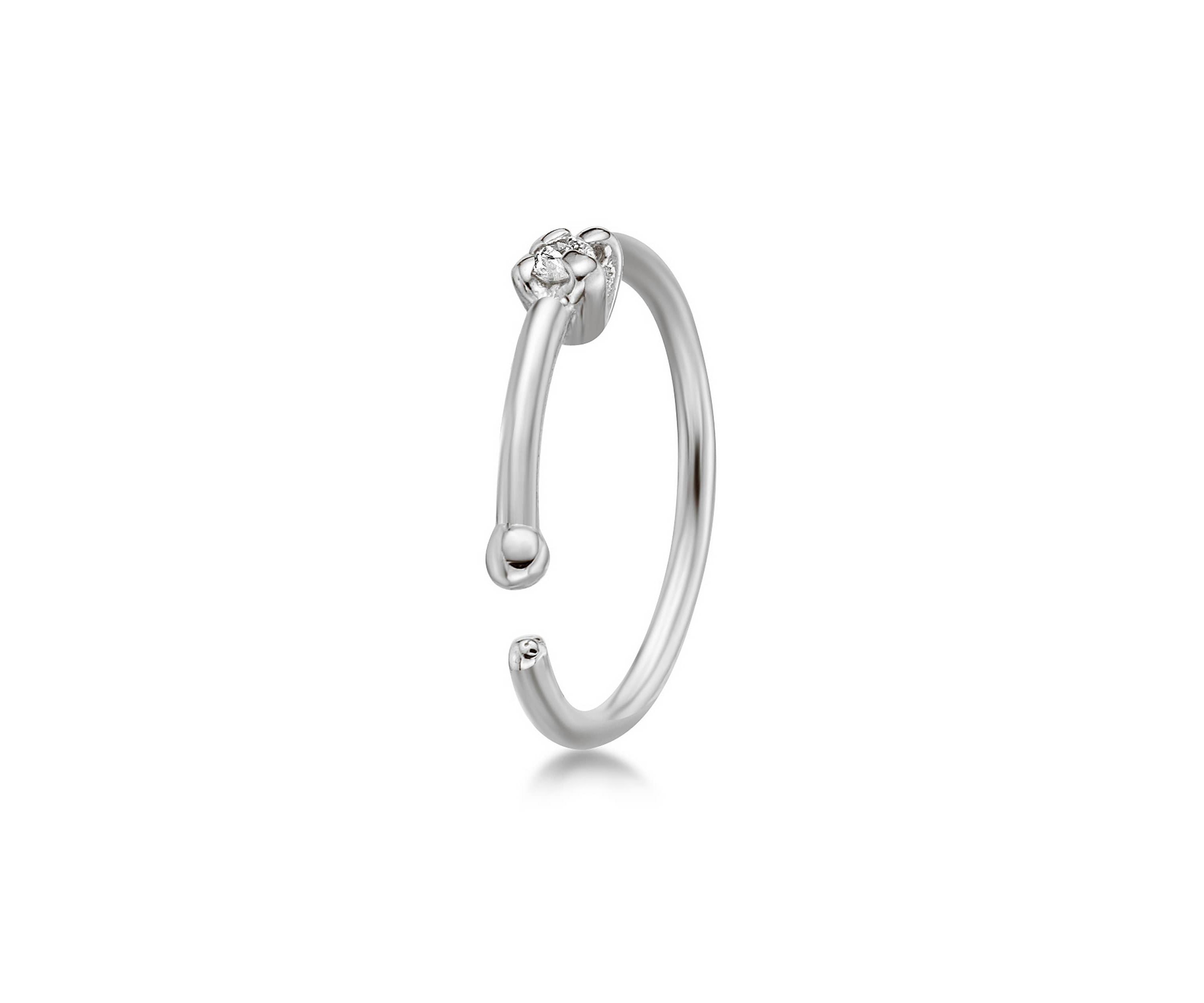 Lila Moon Lab Created Lila Moon Lab-Grown Diamond Accent Hoop Nose Ring ...