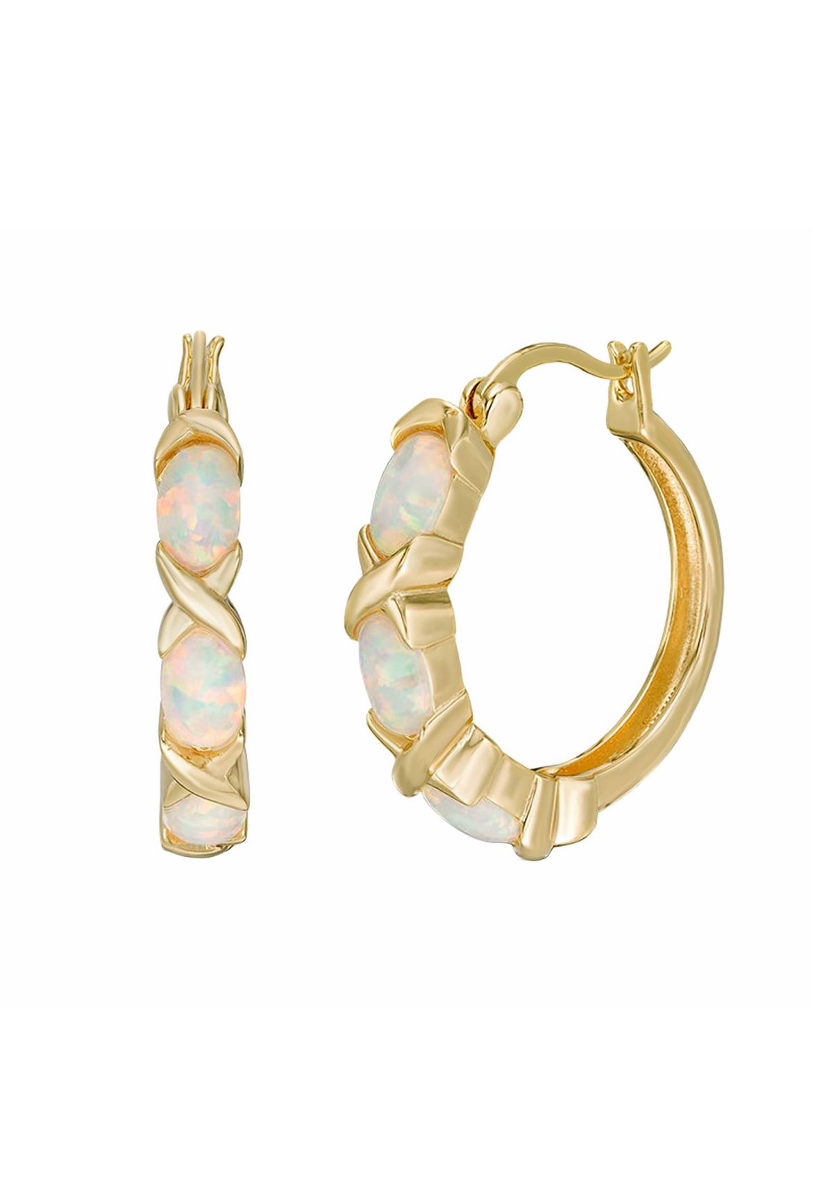 Gemminded Lab Created 1.8 ct. t.w. Lab-created Opal Hoop Earrings in ...