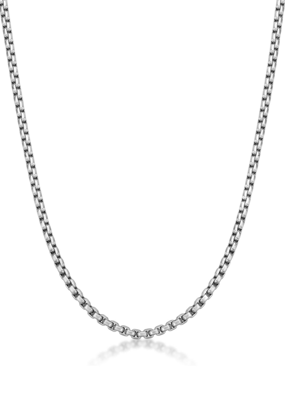 LYNX Stainless Steel 5MM Round Box Chain Necklace, 24" Length | Belk