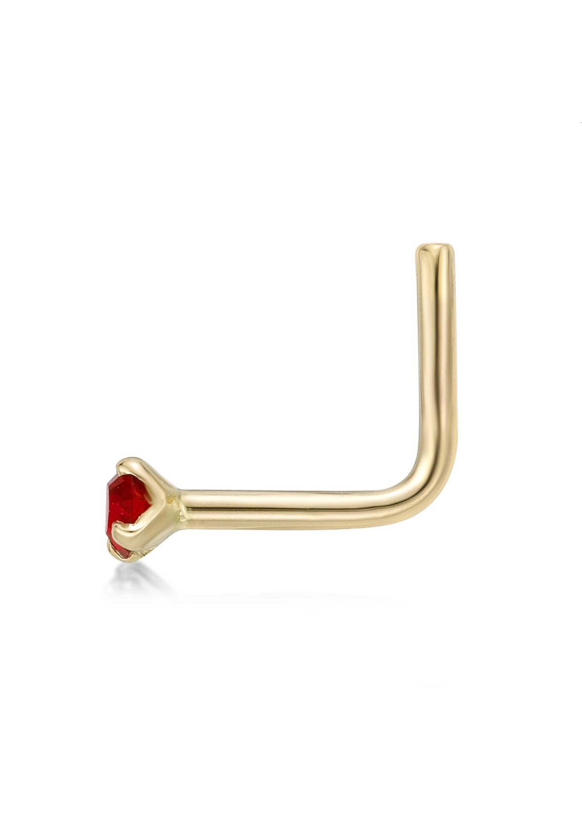 Lila Moon Lila Moon 90 Degree Red Crystal Nose Stud in 14K Gold | Belk