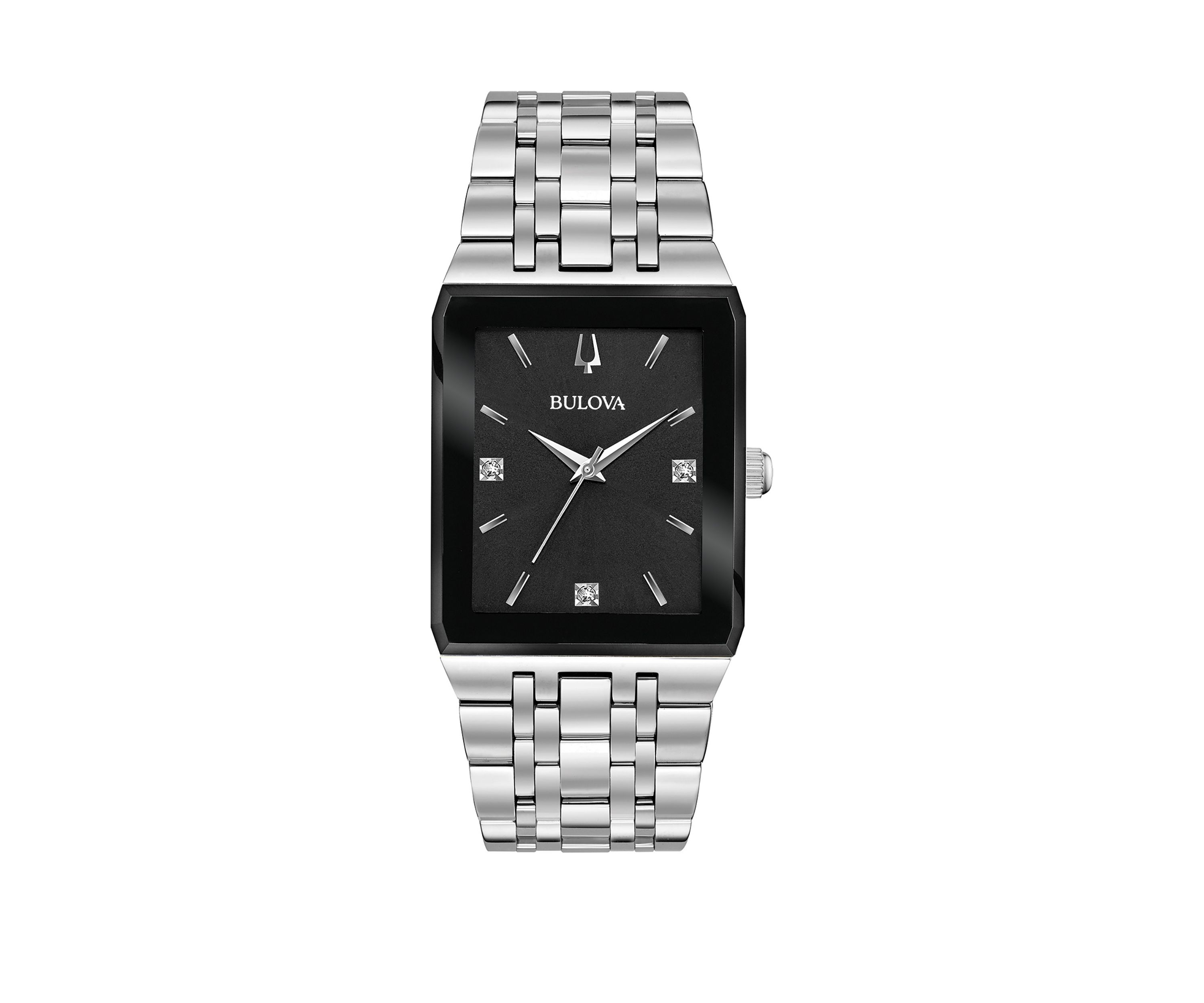 Bulova Silver Tone Stainless Steel Quadra Diamond Dial Watch | Belk