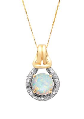 Belk & Co. 1 ct. t.w. Created Opal with 1/8 ct. t.w. Diamond Ring in ...
