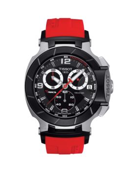 Tissot Men's T-Race Quartz Chronograph Red Rubber Strap Watch | belk