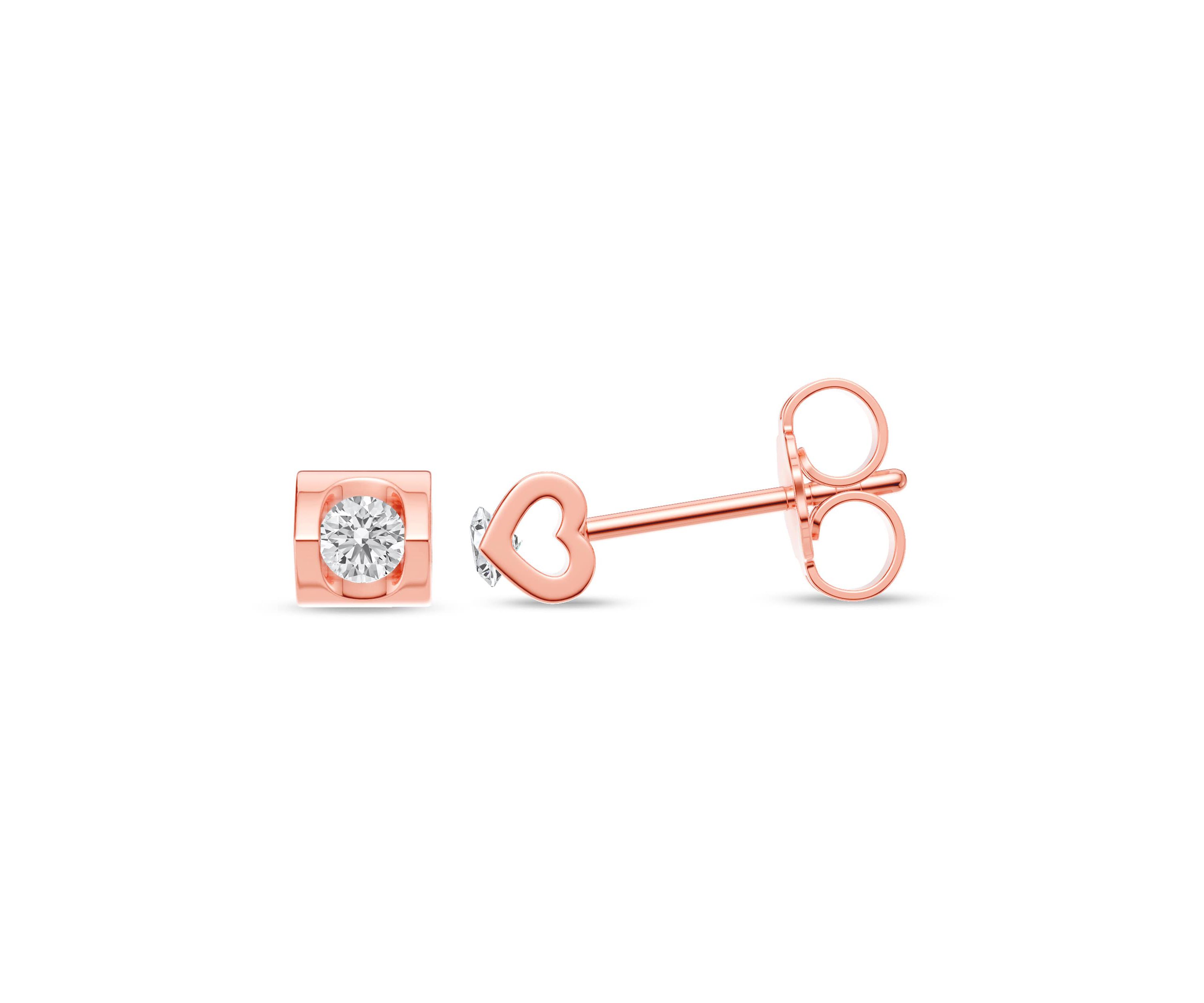 Belk & Co. Lab Created 1/6 Ct.t.w. Diamond Heart Barrel Studs in 10KR ...