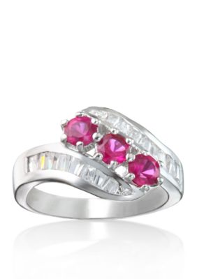 Belk & Co. Platinum Plated Sterling Silver Synthetic Ruby Cubic ...