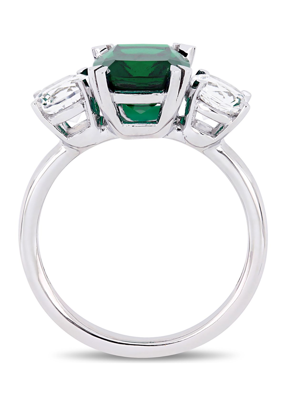 Belk & Co. Lab Created Created Gemstone Three Stone Ring in 10K White ...