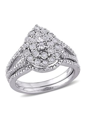Belk & Co. 1/4 ct. t.w. Diamond Vintage Engagement Ring Set in Sterling ...